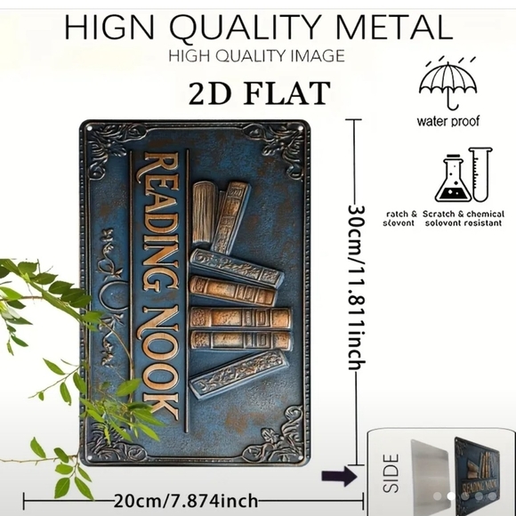 Accents | Vintage Blue And Gold Reading Nook Sign | Poshmark